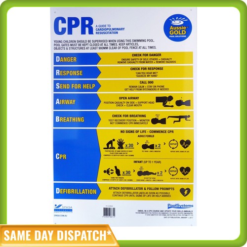 CPR SIGN / RESUSCITATION CHART-SWIMMING POOLS AND SPAS-LARGE-UV ...