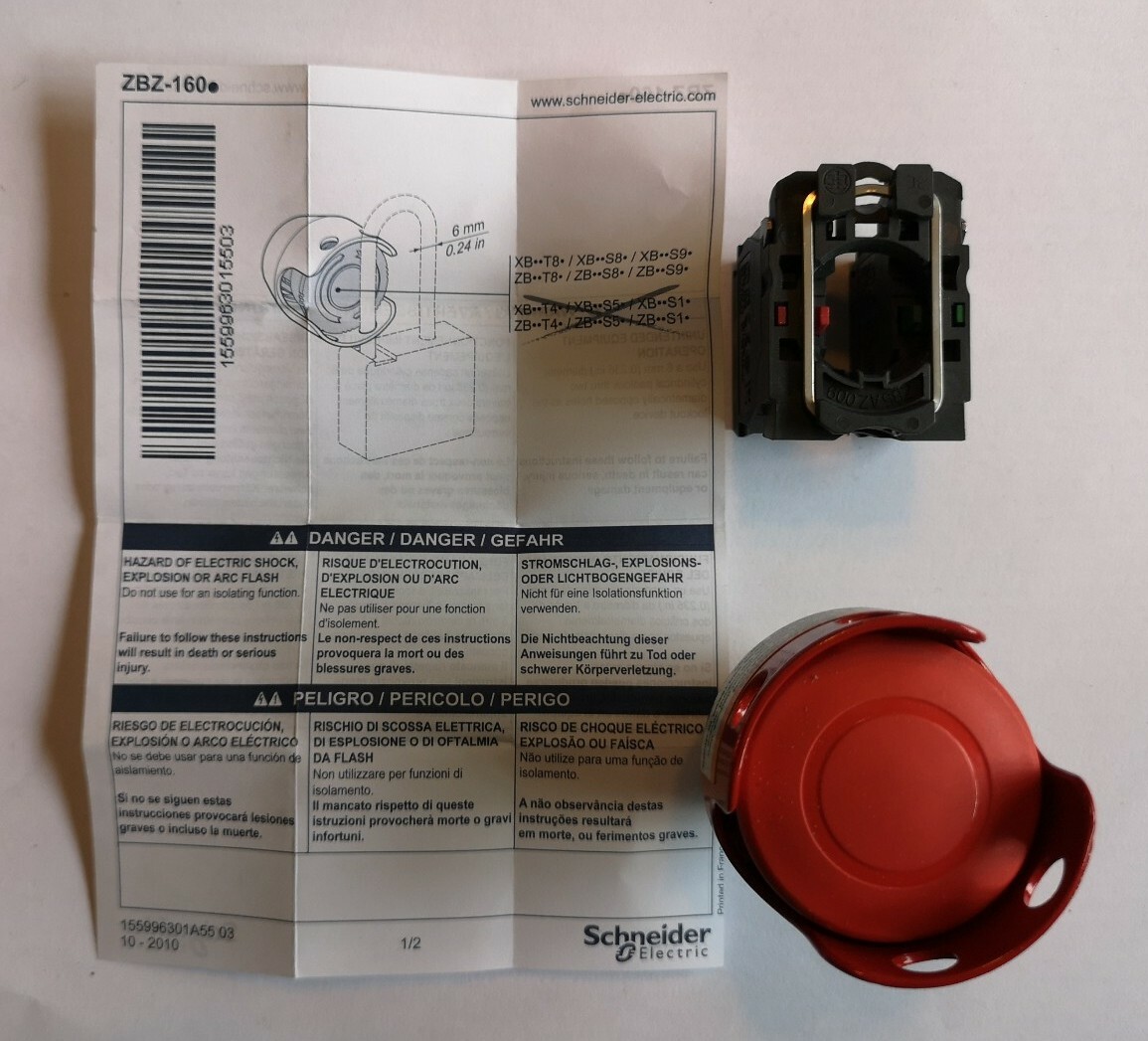 Schneider E-stop With Lockable Collar Padlock Guard Mushroom Head | eBay UK