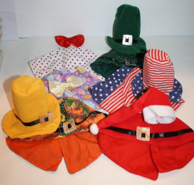 Lot Small Doll Stuffed Animal Bear Cloaks / Capes Hats Bows 6 Holidays ...