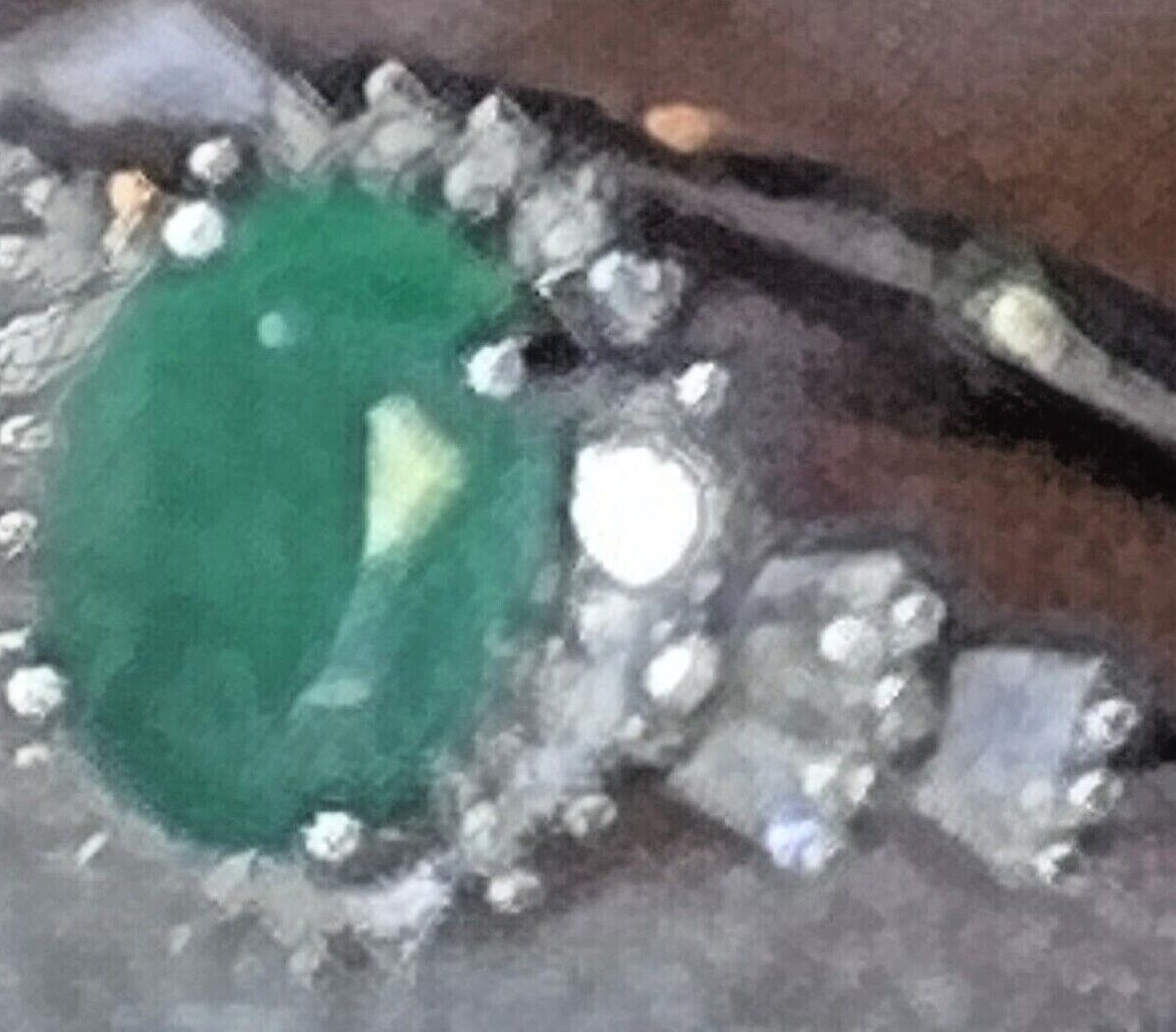 Kagem Emerald "Green" Diamonds "White" Sterling Silver/Platinum over Sz ...