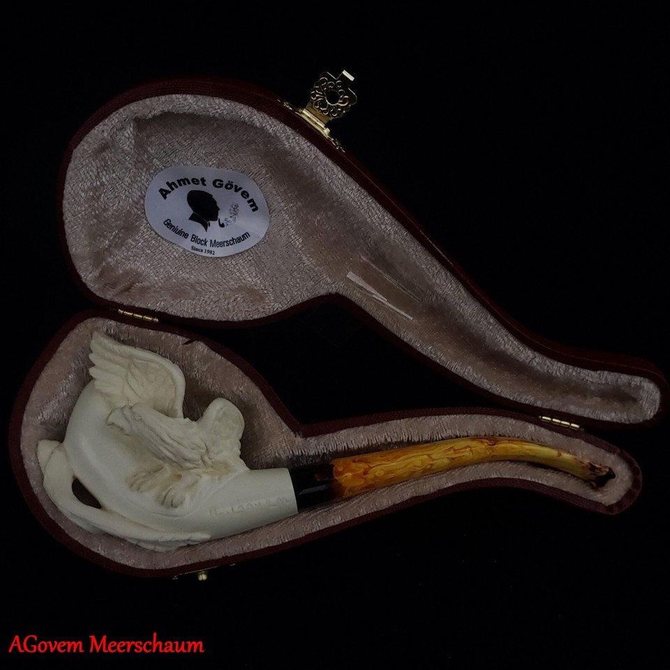 AGovem Handcarved USA Eagle Block Meerschaum Smoking Pipe, Pfeife AGM ...
