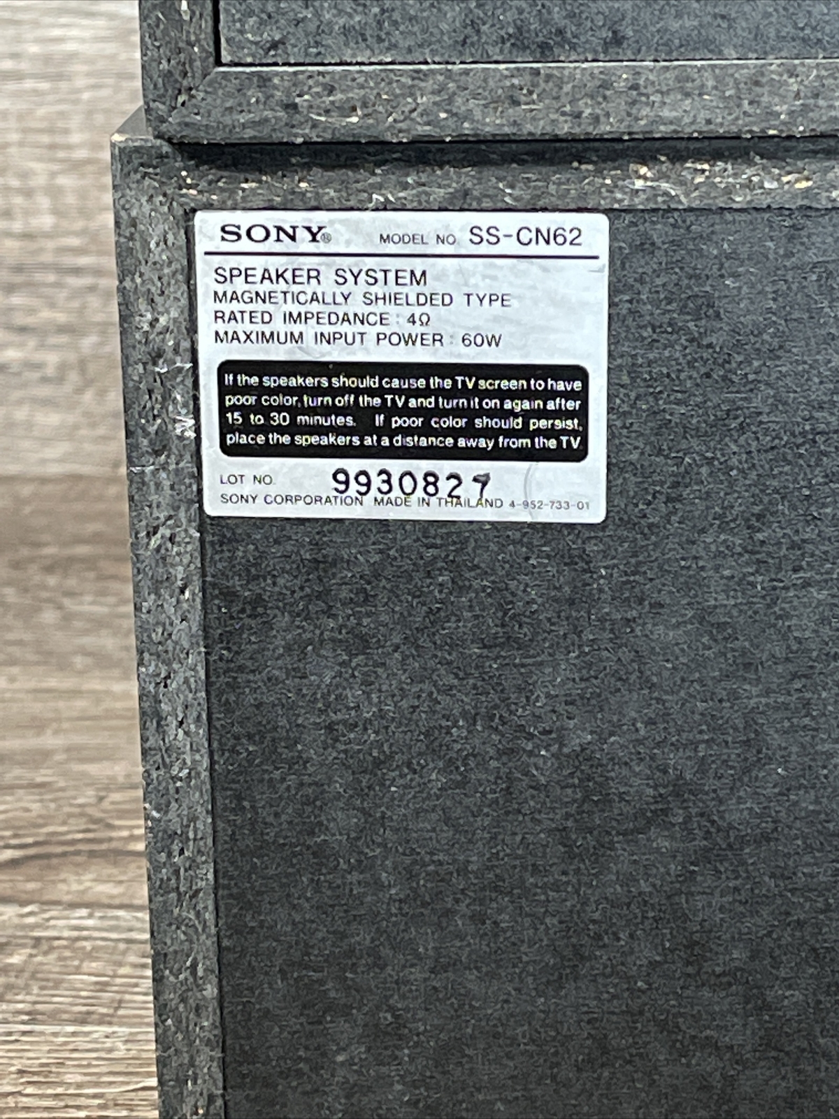 Sony Surround Sound SS Cr62 Speaker System Cn62 Ss-u31 X 2 Japan ...