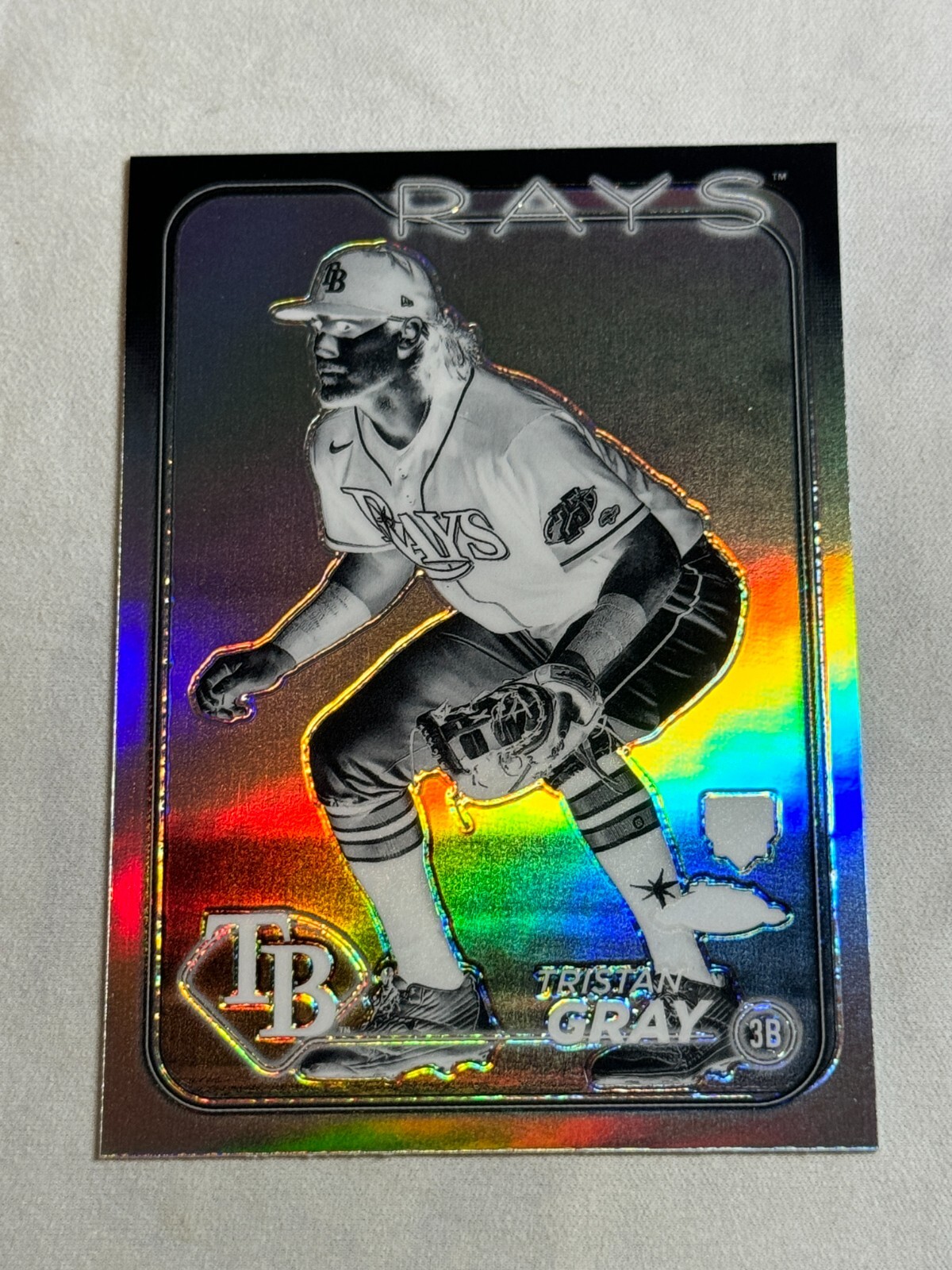2024 Topps Chrome Negative Refractor Tristan Gray Rookie RC SP #8 Rays ...