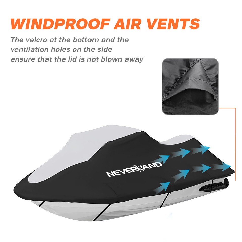 NEVERLAND Jet Ski Trailerable Cover Waterproof Heavy Duty 3.4m-3.7m ...