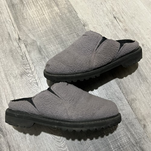 VTG Nike Adapter Clogs Mens 9 Grey Piled Fleece Slip On Mules Shoes Y2K ...