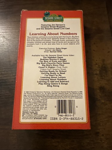 Sesame Street Learning About Numbers Vintage Kids VHS #2 Video-Classic ...