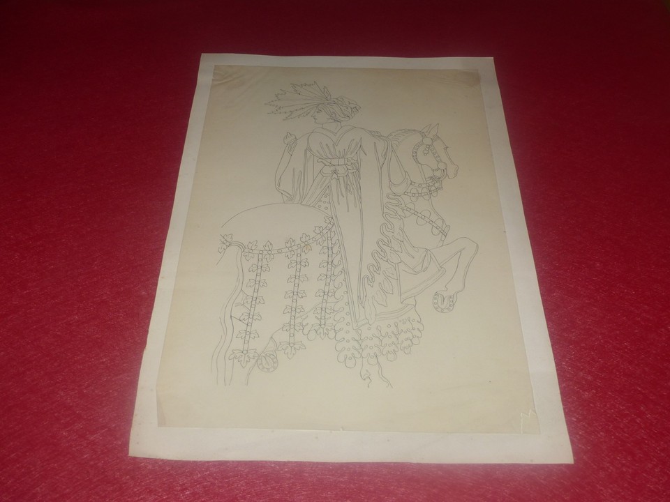 Drawing Original On Tracing Paper/Ink / End Xixth Man A Horse Suits ...