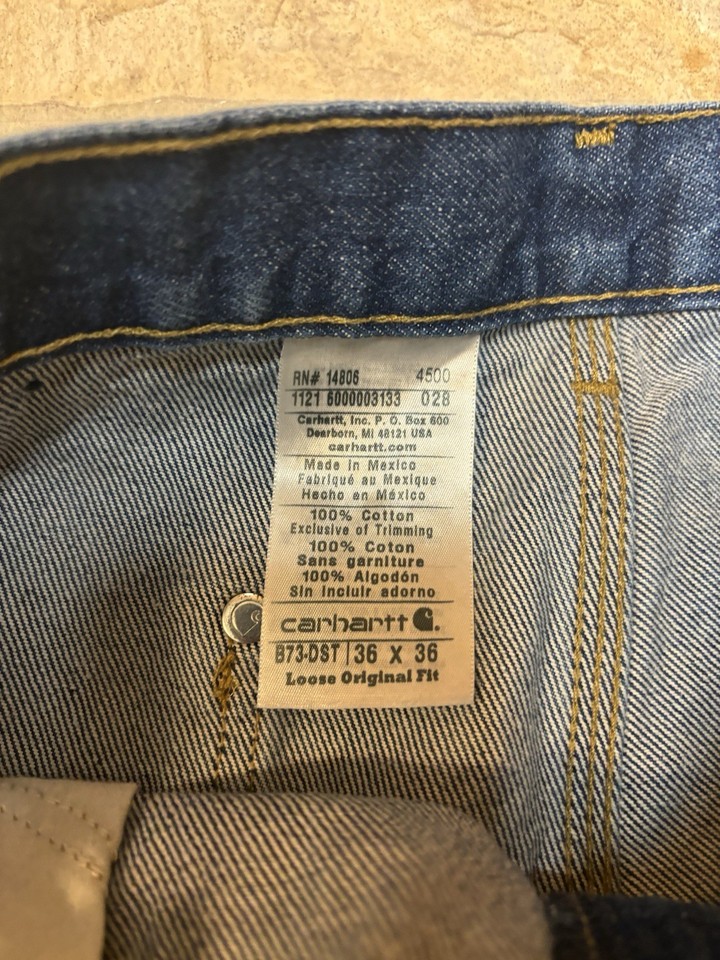 Vintage Carhartt B73 DST Menus Baggy Relaxed Fit Double Knee Denim ...