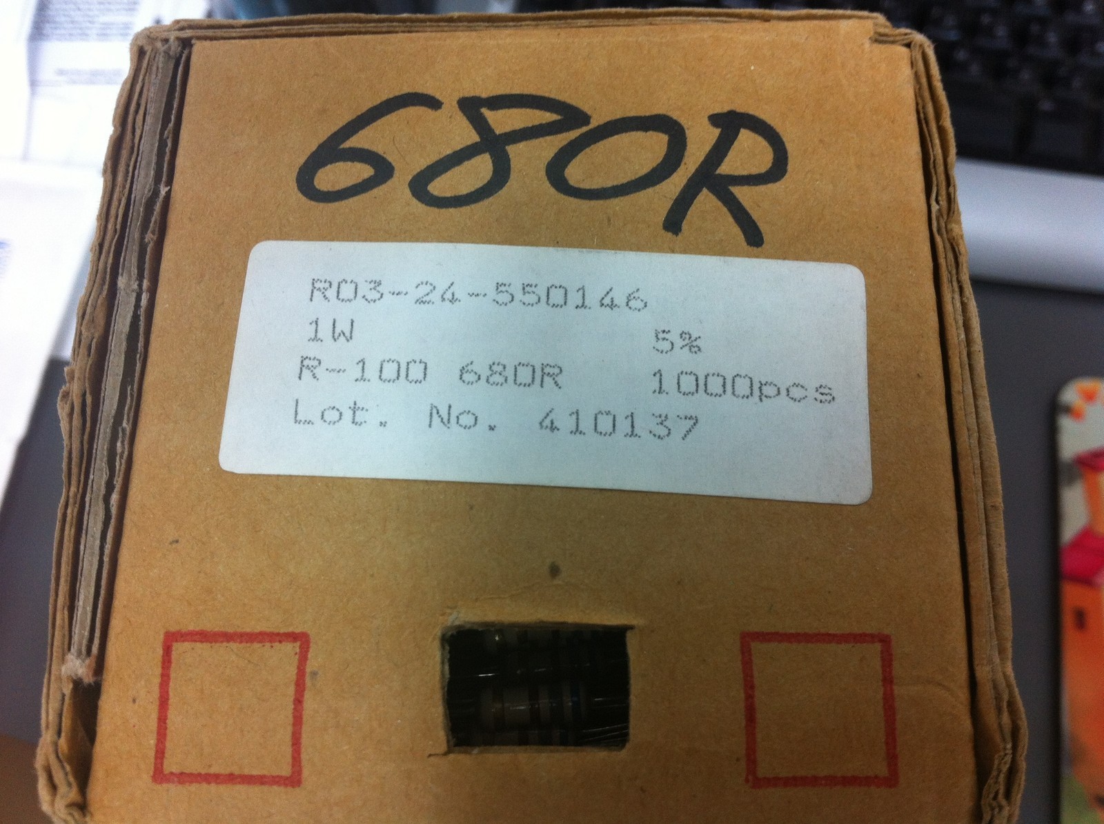 Firstohm-Resistor Through Hole R-100 680R 1W 5%, PN: R03-24-550146,LOT ...