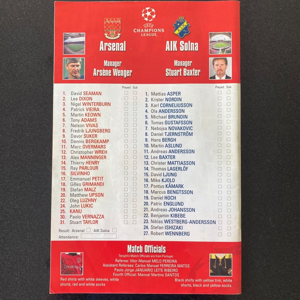 ARSENAL Football Programmes YOU CHOOSE 1993 96 97 98 99 2000 01 02 05 ...