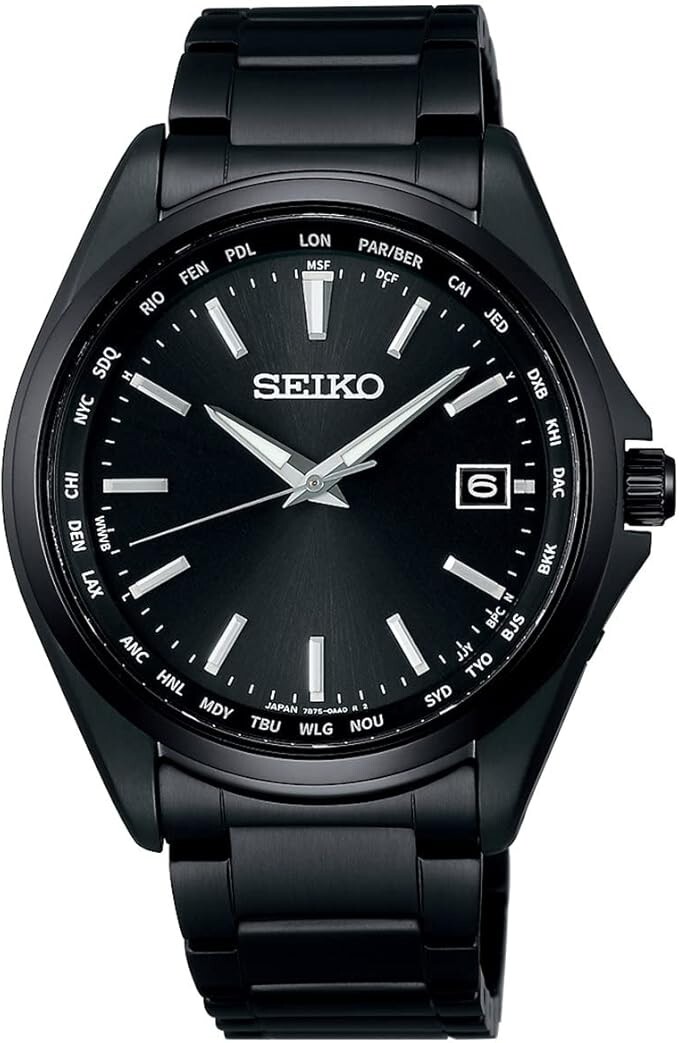 Seiko SBTM333 Selection Total Black Titanium Solar Atomic Radio Men ...