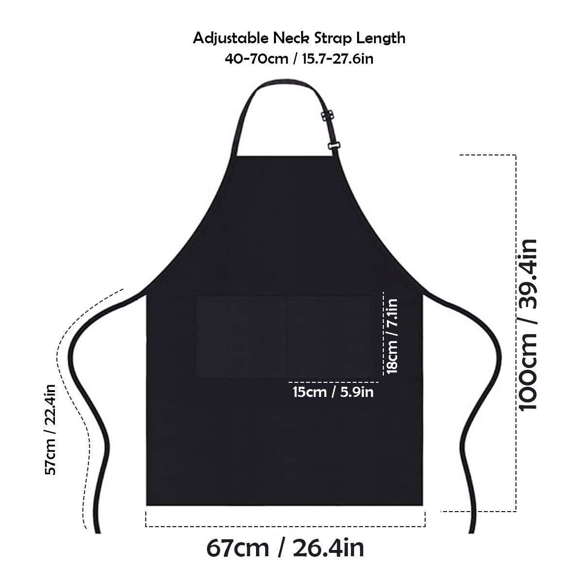 Waterproof Men Women Adjustable Bib Apron with Two Pockets Kitchen ...