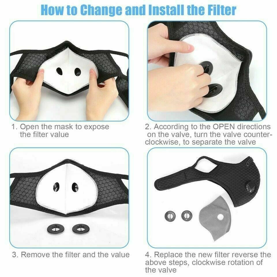 Sport Face Mask w/ PM2.5 Filter Cycling Mask Hiking Youth Adult W ...