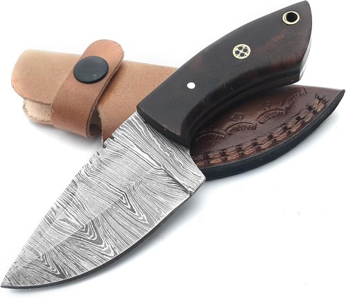 Damascus Fixed Blade Mini Hunting Knife Small Camping Knife & Pocket ...