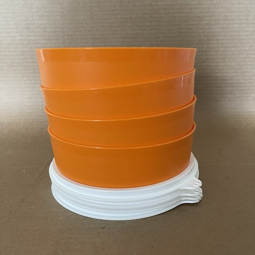 Tupperware Big Wonders Bowl Large Cereal Snack Salad Set of 4 Orange ...