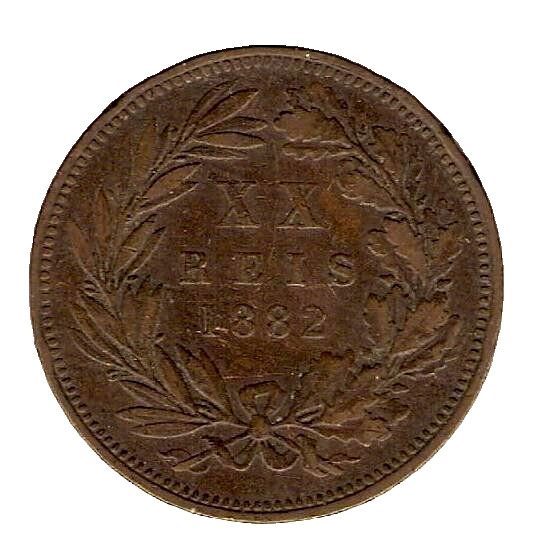 1882 PORTUGAL Coin 20 REIS – Antique Coins World