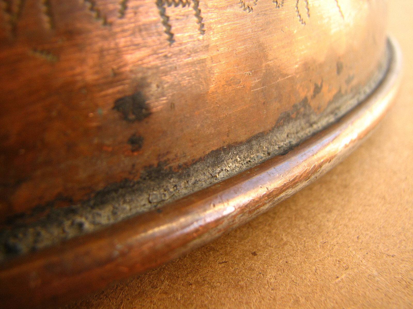 Old Antique Primitive Hand Made Copper Plate Dish Bowl Hand Wrought ...