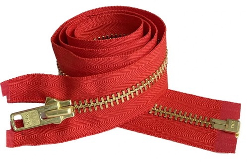 RED BRASS METAL HEAVY DUTY #10 SEPARATING JACKET ZIPPER 24" | eBay