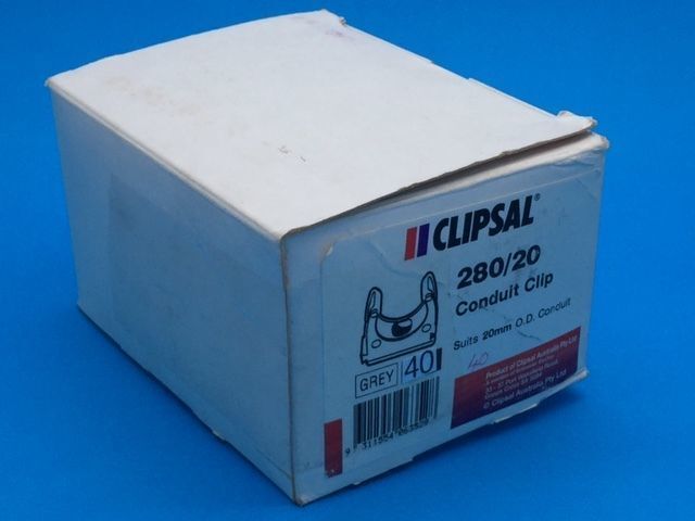 Clipsal 280/20 Conduit Clip suits 20mm O.D. Conduit Grey Genuine x40 | eBay