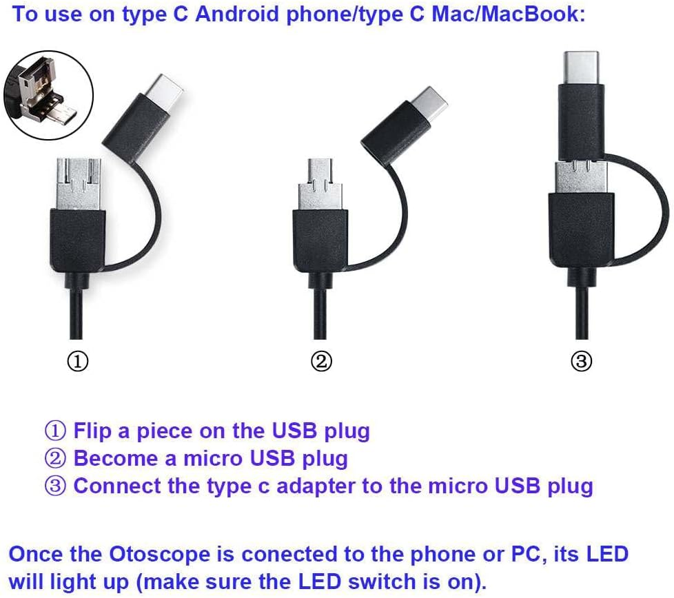 Jiusion 3.9Mm Ultra-Thin Portable USB Digital Otoscope Camera with ...