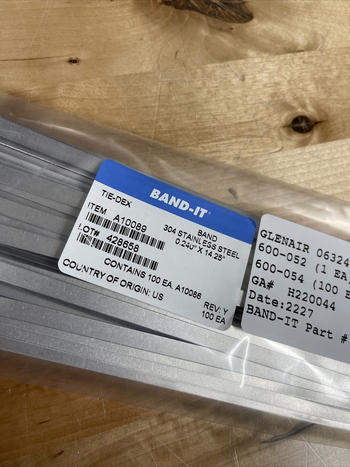 100pc A10089 Band-it TIE-DEX 304 Stainless Steel .020" x 14.25” Brand ...