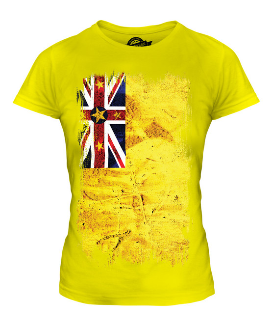 NIUE GRUNGE FLAG LADIES T-SHIRT TEE TOP NIUE FOOTBALL NIUEAN GIFT SHIRT ...