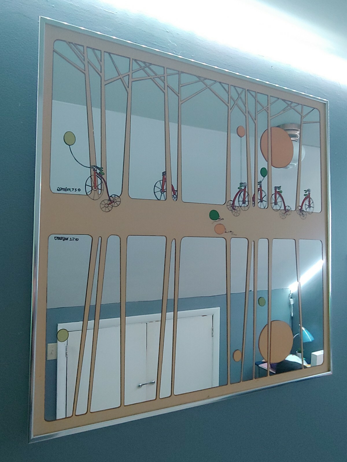 Vintage 1975 Greg Copeland Mirror / Wall Art - Tricycles, Balloons ...