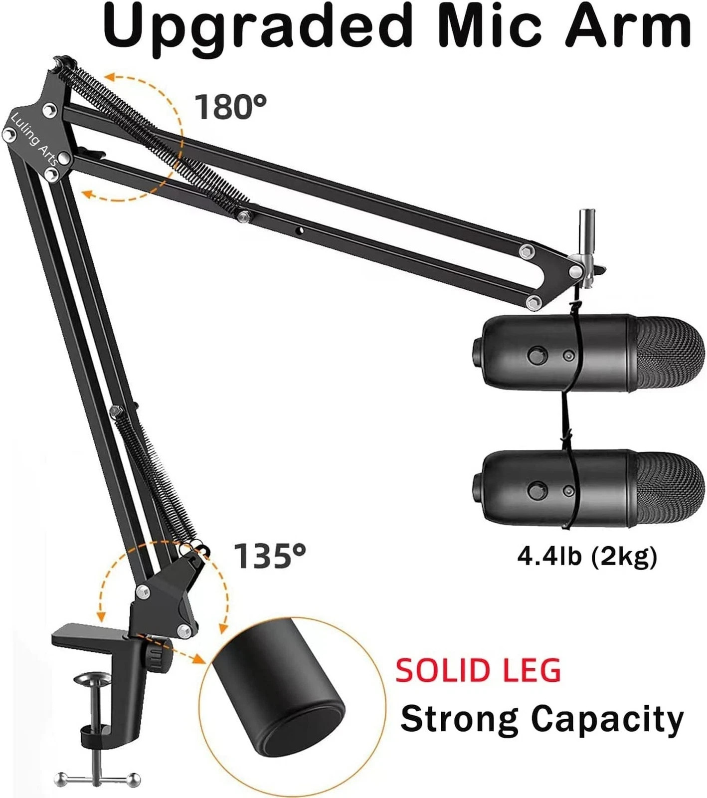 Blue Yeti Boom Arm Adjustable Suspension Microphone Mic Stand Desk with ...