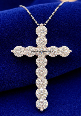 5.50 Ct Round Lab-Created Diamond Cross Pendant Necklace F VS1 14K ...