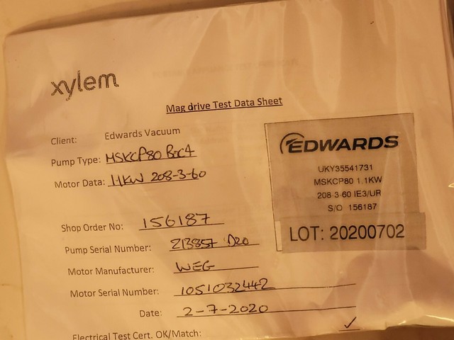 Edwards Mag Drive WESP Pump MSKCP80 1.5 HP Y43201172 for sale online | eBay