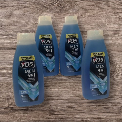 4 Pk VO5 Men's 3-in-1 Ocean Surge, Shampoo-Conditioner-Body Wash,With 5 ...