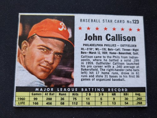 1961 Post Cereal Baseball Card # 123 John Callison - Philadelphia ...