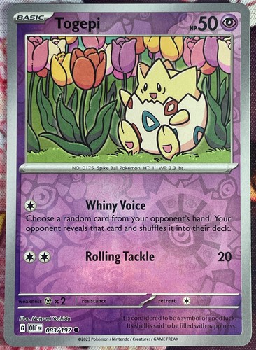 Pokemon TCG - Togepi Reverse Holo - 083/197 - Obsidian Flames | eBay
