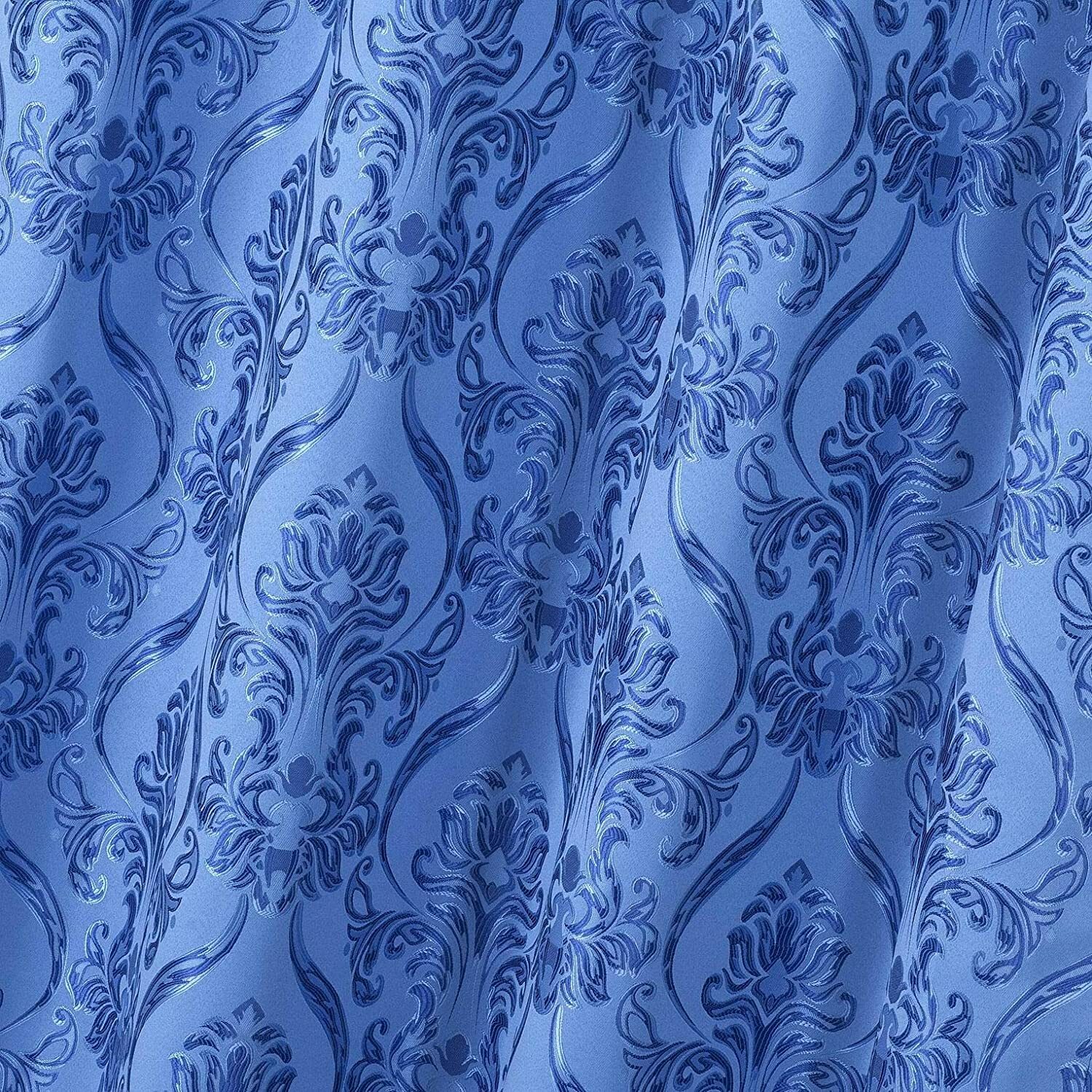 Set 2 Royal Blue Fringe Damask Curtains Panels Drapes Valance 63 84 96 ...
