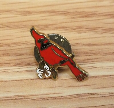 Red Cardinal on Branch with White Flower Collectible Bird Lapel Pin | eBay