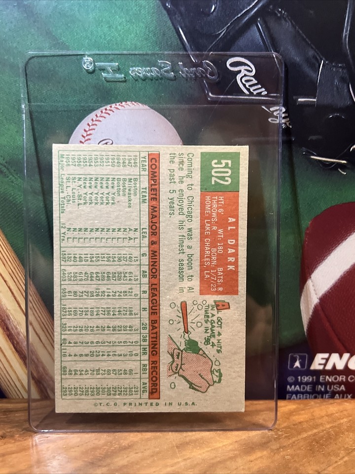 1959 Topps #502 Al Dark -cubs Nm Or Better | eBay