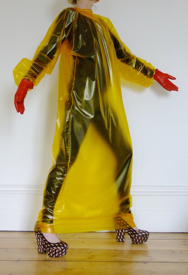 Long PVC Dress Robe Shirt, Mens Womens Sauna Tee Plastic Vinyl ...