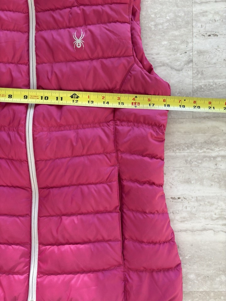 Spyder Women Vest M Medium Pink Puffer Duck Down Logo Zipper Sleeveless ...