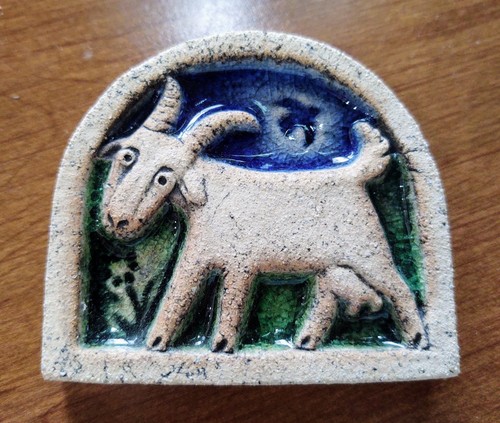 GOAT ART DECOR ~ Ceramic Tile ~ Made in Ukraine 3" tall x 3.25" wide ...