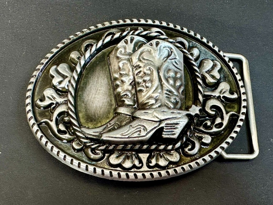 Western Cowboy Cowgirls Boots With Spurs 3D Raised Silver Tone Belt ...