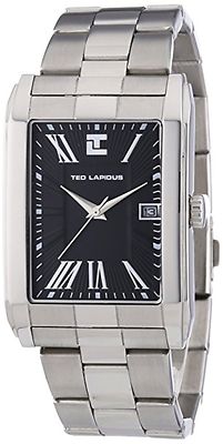 NEW Ted Lapidus 5113604 Mens Analog Black Textured Dial Silver SS ...