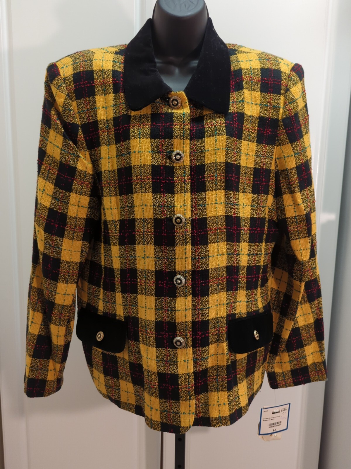Leslie Fay Equestrian Plaid Jacket 1980s Clueless Vin… - Gem