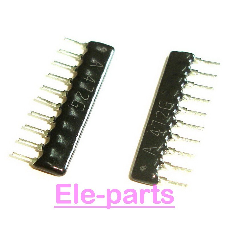 50 PCS A10-472G SIP10 A10-472 4.7K ohm 9 Commoned Resistor Network ...
