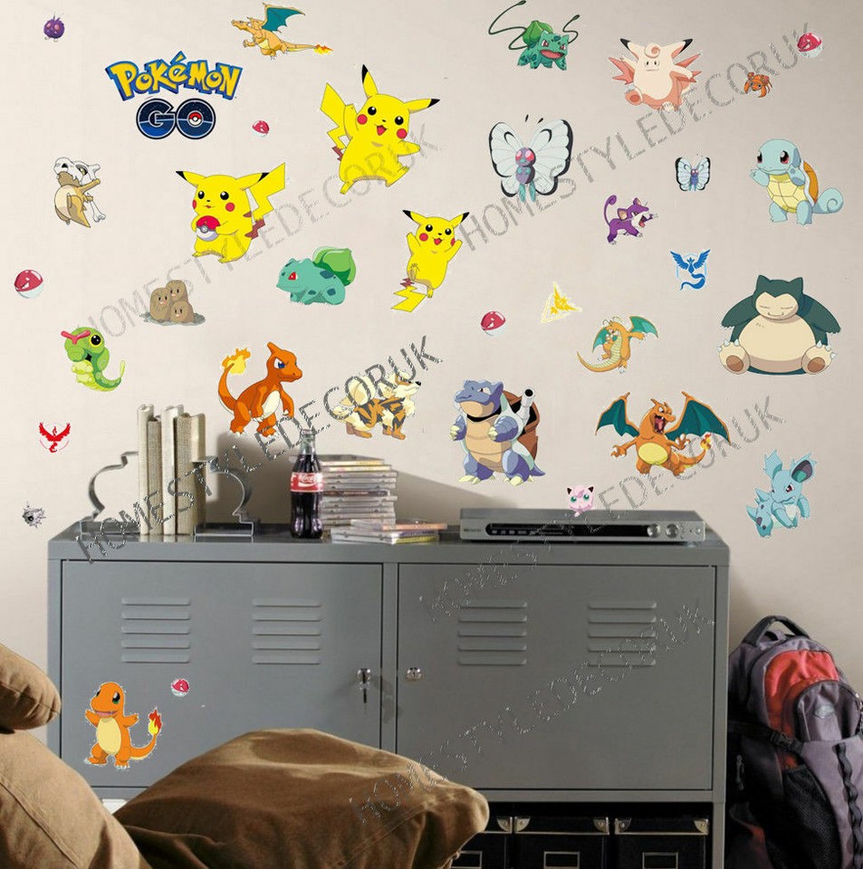 36pcs POKEMON GO Pikachu Wall Sticker Pocket Monster Birthday gift ...