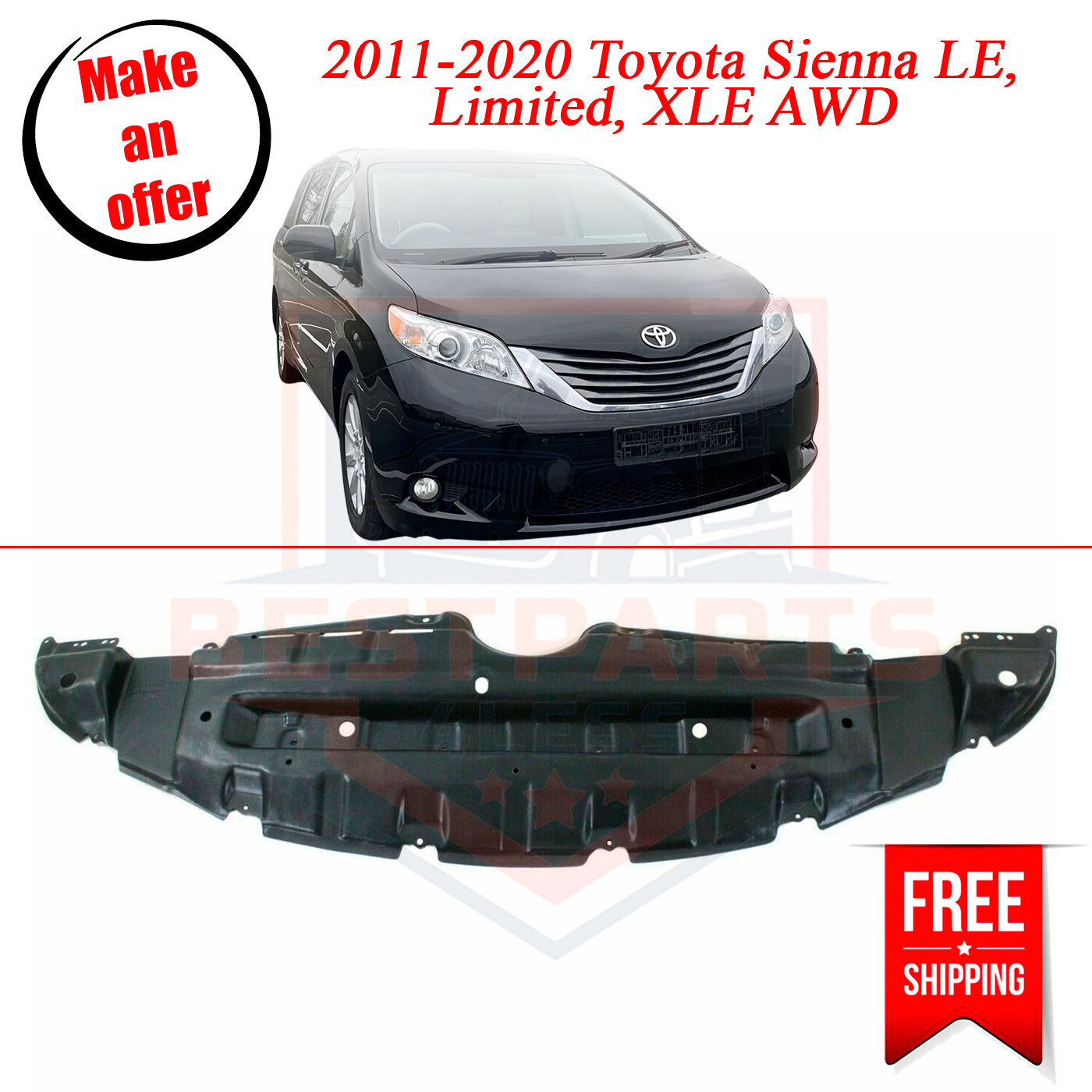 Front Engine Splash Shield 5144108030 TO1228174 for 2011-2020 Toyota ...