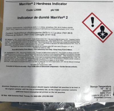 ManVer® 2 Hardness Indicator Powder Pillows, pk/100 (Pack of 100) | eBay