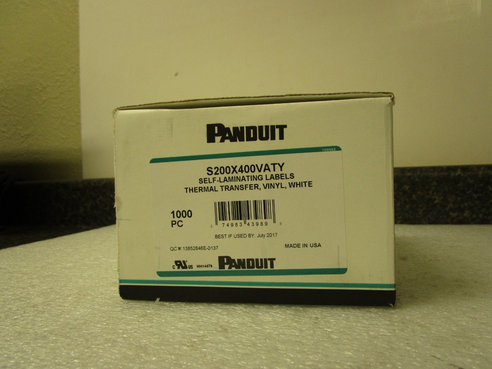 Panduit S200X400VATY Self Laminating Labels Thermal Transfer Vinyl ...