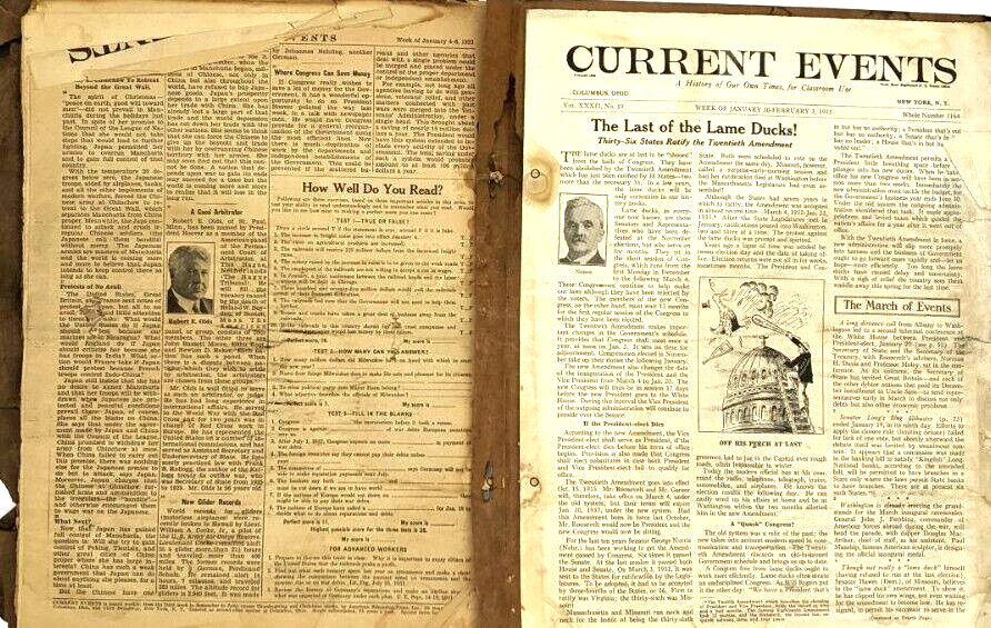 Vintage 1930s Current Events Weekly Condensed Newspaper Headlines Ohio ...