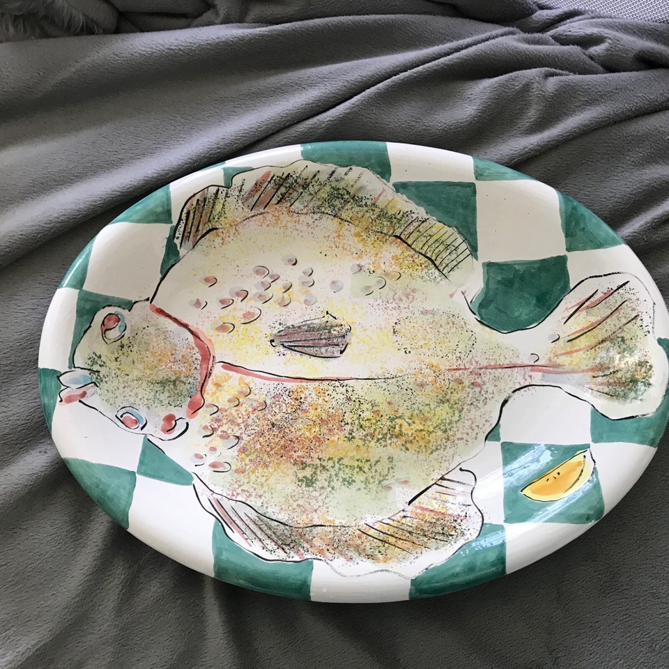 Manyan HAND-PAINTED FISH CERAMIC SERVING PLATTER MANYAN COLOR SHOP ...