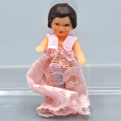 ARI Girl Baby Doll Vintage Germany Pink Lace Dress Rubber | eBay